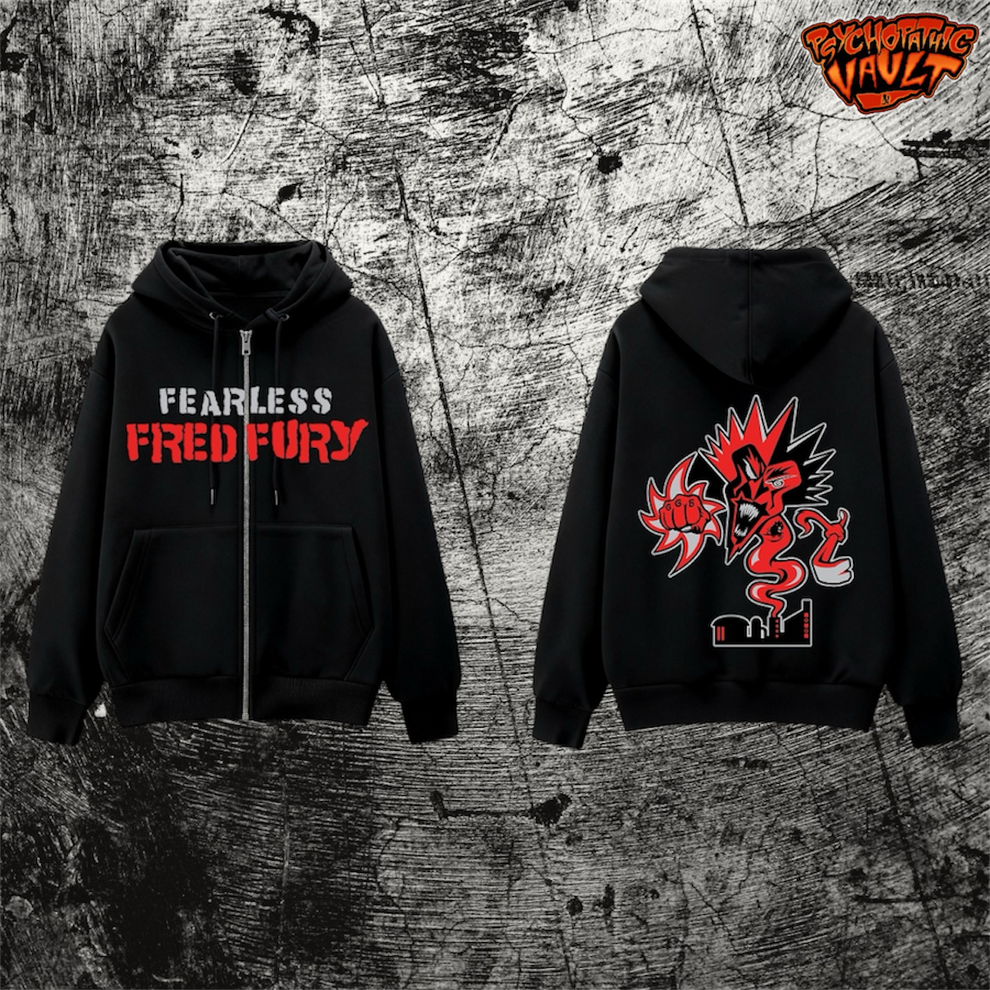 Fearless Fred Fury Embroidered Zip Up Hoodie – Psychopathic Vault