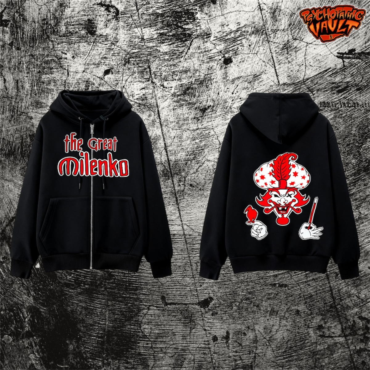 Great Milenko Embroidered Zip Up Hoodie – Psychopathic Vault