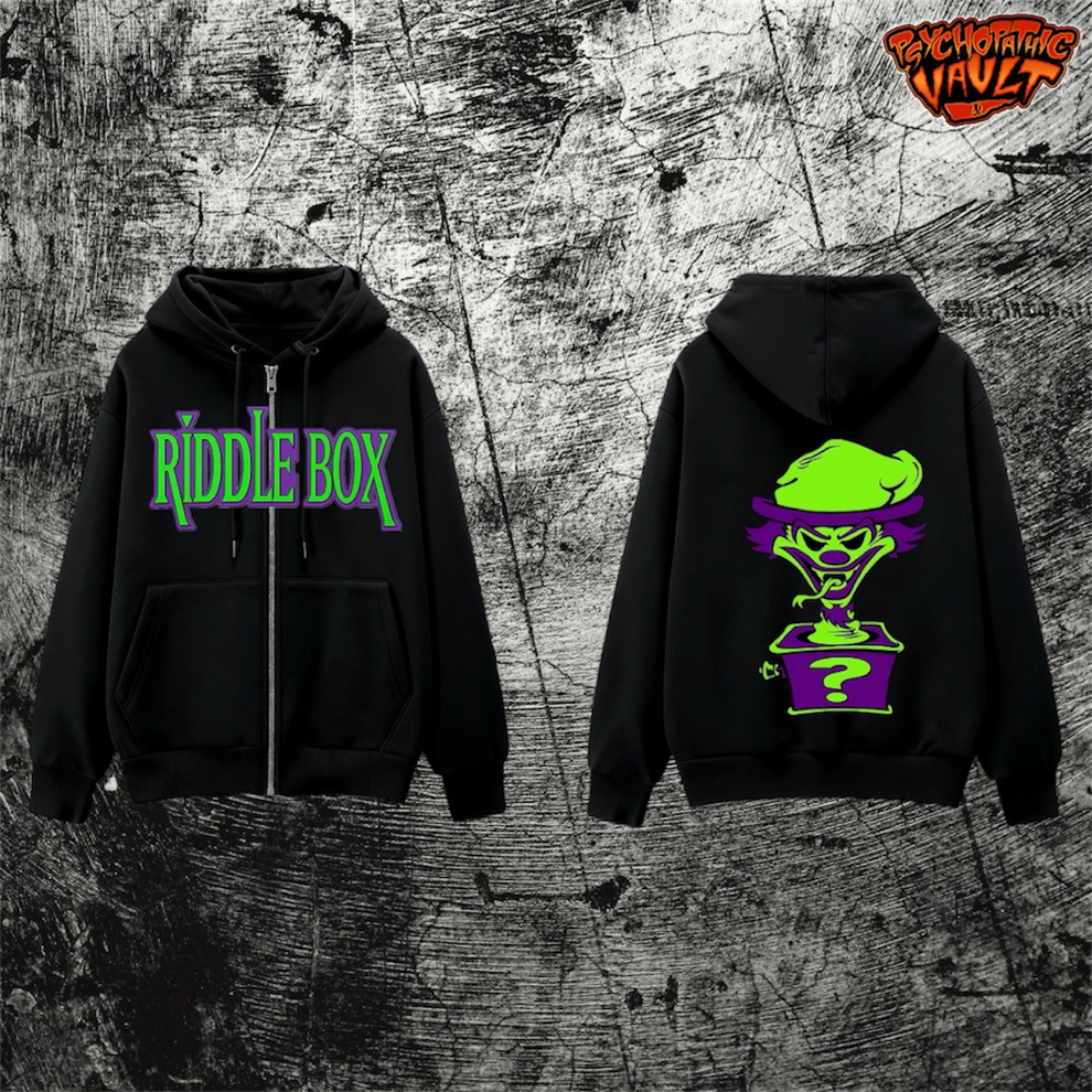 Riddle Box Embroidered Zip Up Hoodie – Psychopathic Vault
